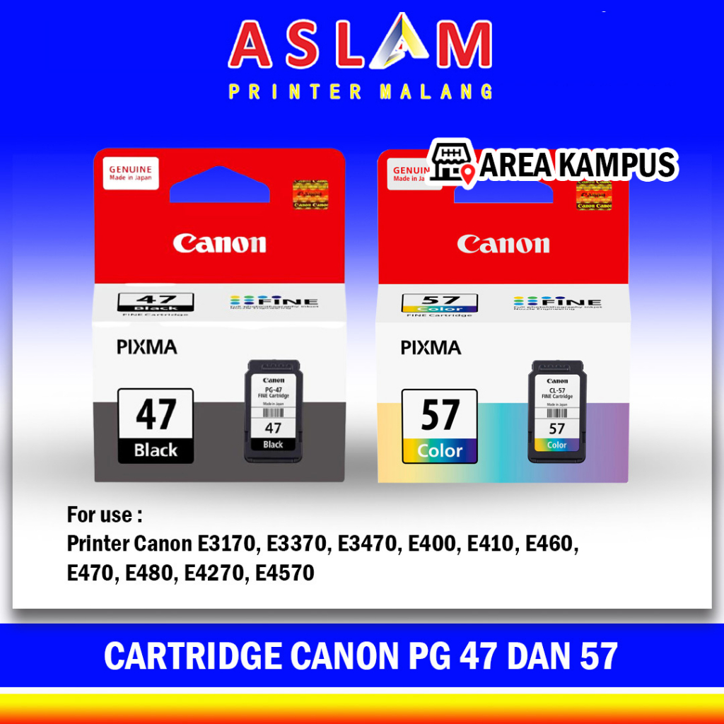 Jual Catridge Canon PG 47 hitam CL 57 57s small printer Canon E400 E410 E460 E480 E3170 E4270 ...