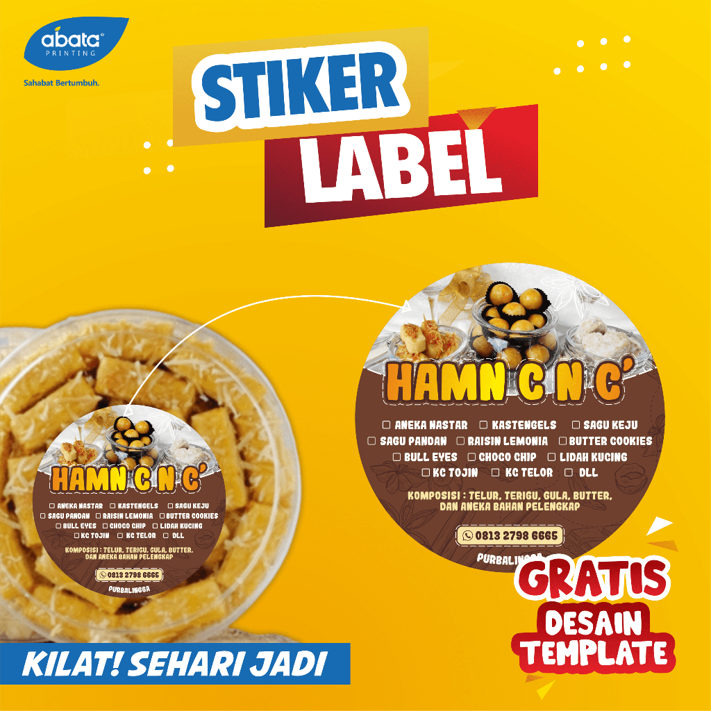 Jual Cetak Stiker Murah kiss cut Custom Logo Jualan Makanan Chromo ...