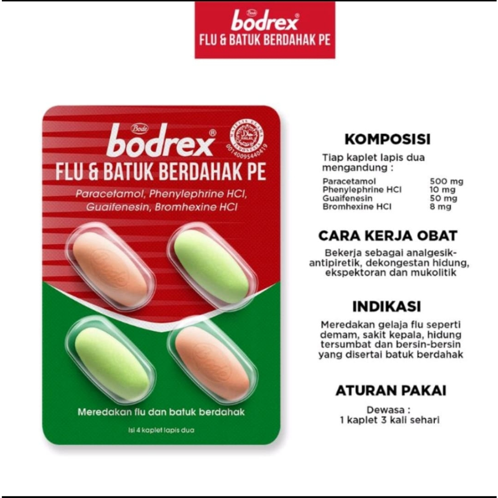 Jual Bodrex Flu dan Batuk Berdahak PE 1 BLISTER @ 4 Kaplet | Shopee ...