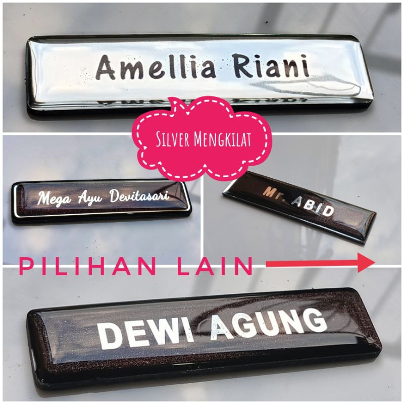 Jual Name Tag Warna Silver / Perak # Name Tag Silver #Name Tag ...