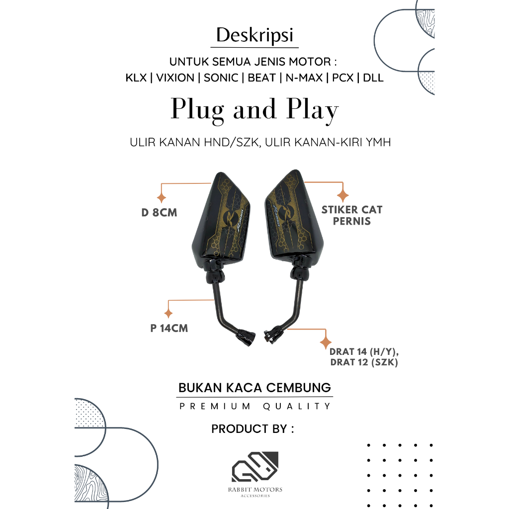 Jual SPION VARIASI RABBIT (R) GOLD (PNP) - SPION MOTOR VARIASI HONDA ...