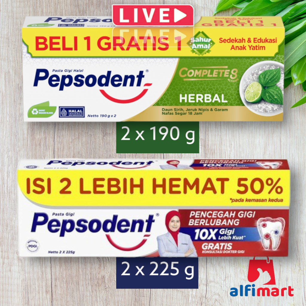 Jual Pasta Gigi Pepsodent White Anti Cavity 225g dan Pepsodent Herbal ...