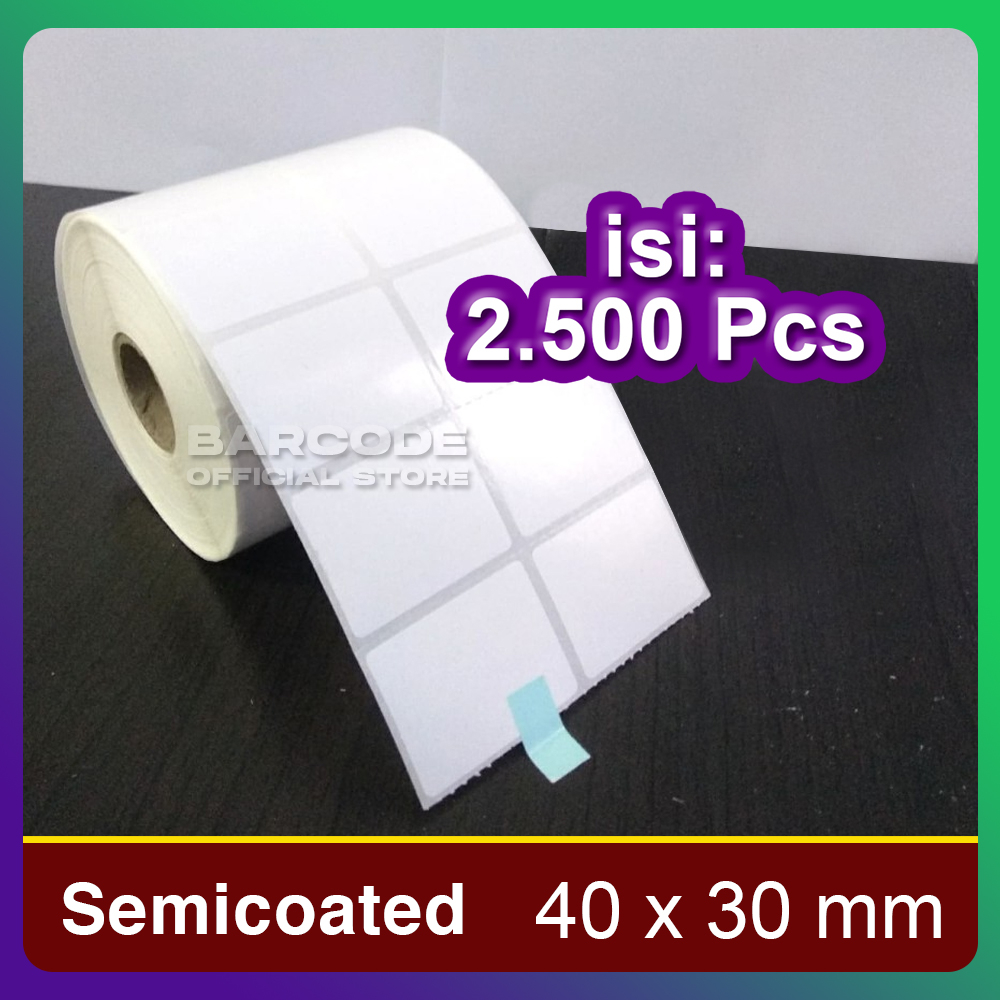 Jual Kertas Stiker Label Printer Barcode Semicoat 40 x 30 mm 2 Line Isi ...
