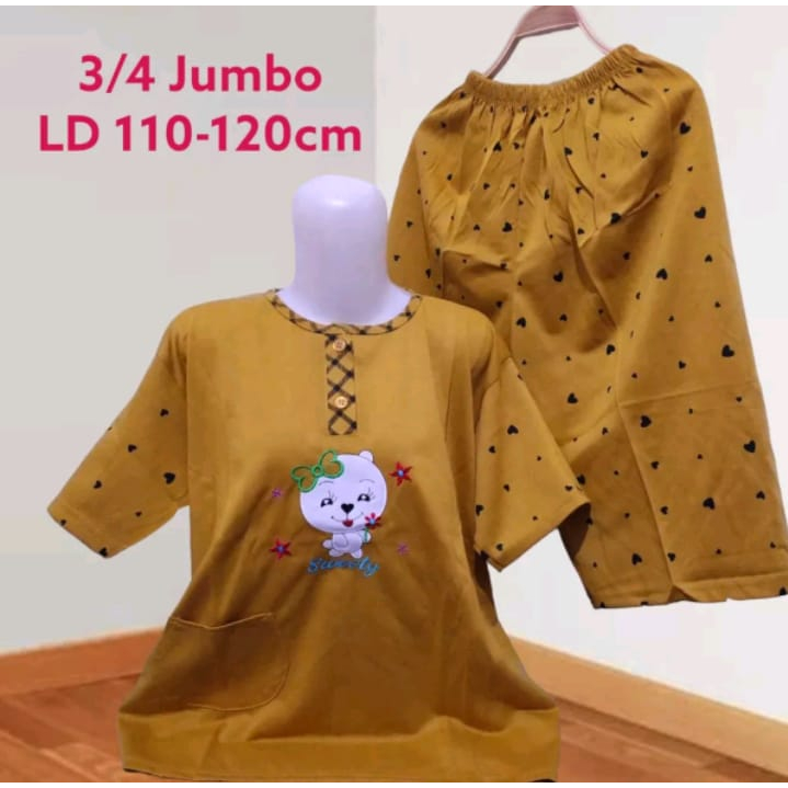 Jual SETELAN TM BAJU TIDUR DEWASA 3/4 JUMBO PREMIUM LD 110-120 / COD SET PIYAMA DEWASA 3/4 JUMBO ...
