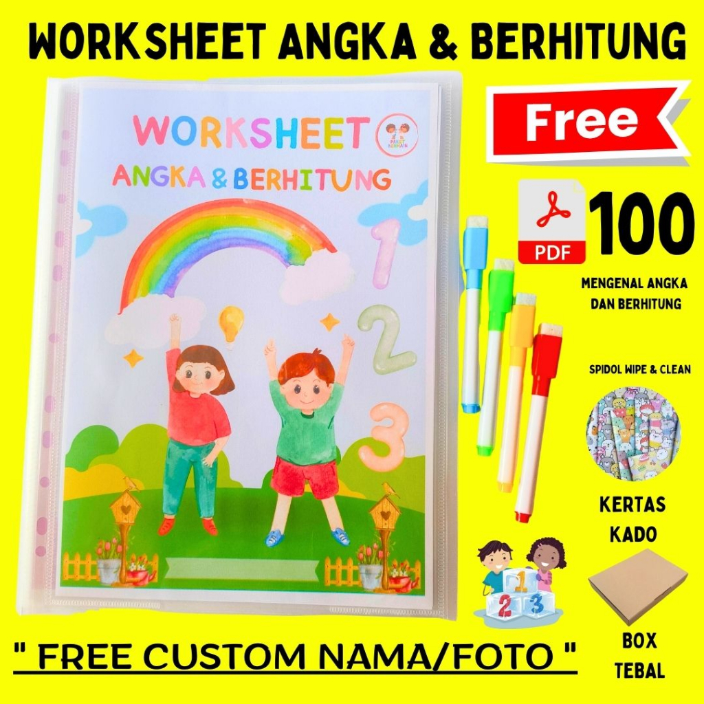 Jual Worksheet tracing Angka dan berhitung, Tracing angka, Worksheet ...