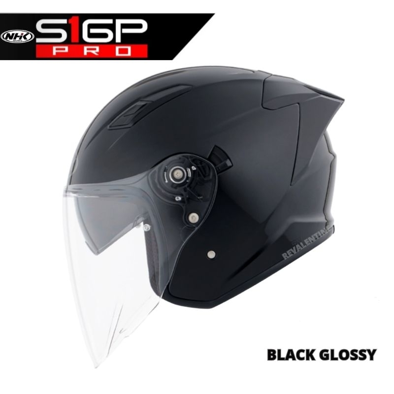 Jual NHK S1 GP PRO SOLID BLACK GLOSSY | DOUBLE VISOR | HELM HALF FACE ...