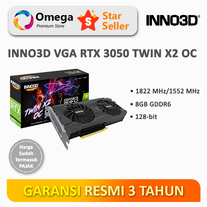 Jual VGA Inno3D GeForce RTX 3050 Twin X2 OC 8GB GDDR6 | Shopee Indonesia