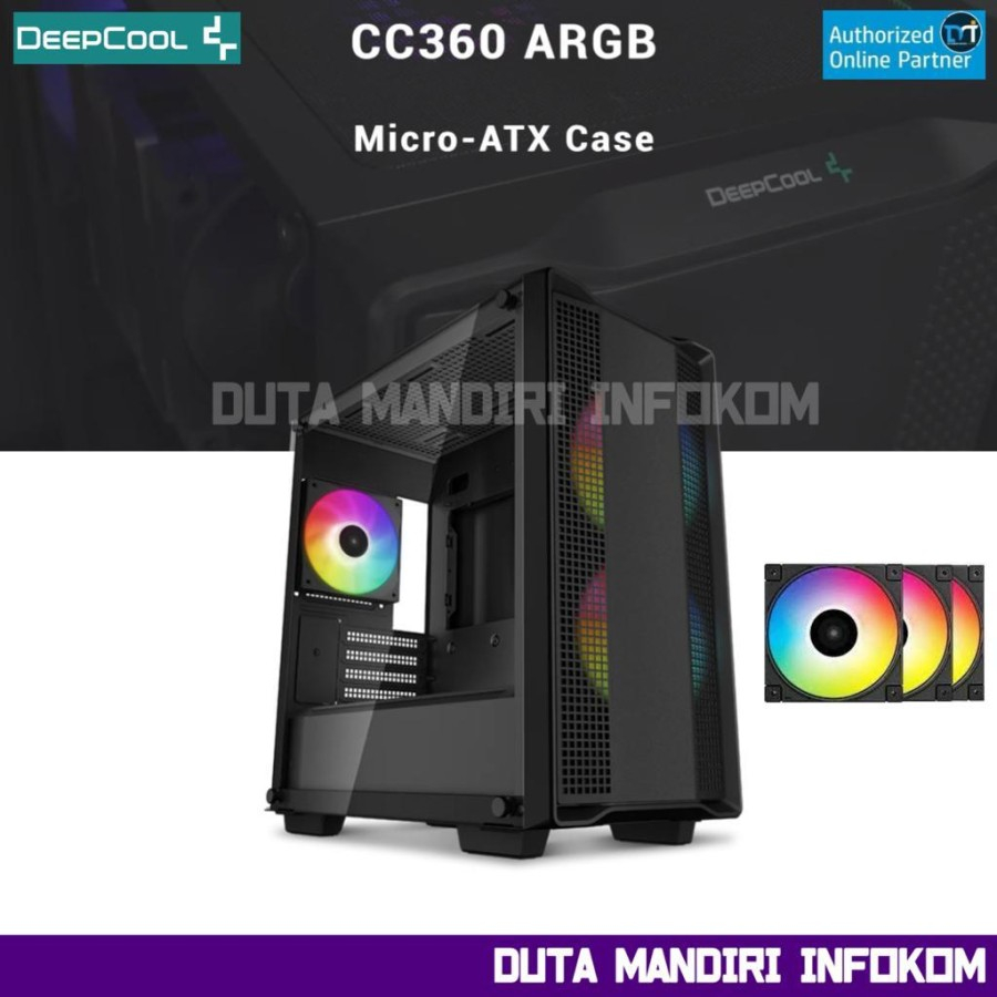 Jual DeepCool CC360 ARGB - Tempered Glass m-ATX Gaming Case with A-RGB ...