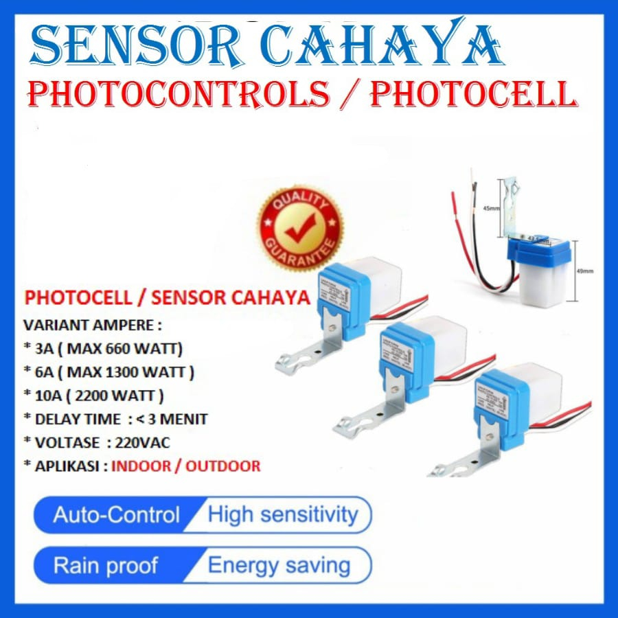 Jual Sensor Cahaya Photo Foto Cell Electric Lighting Control AC 220V 3A ...