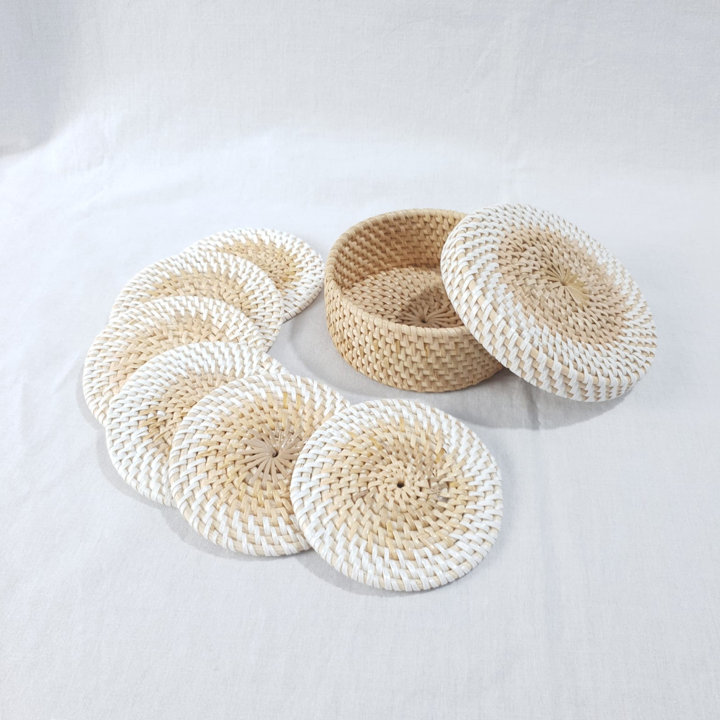 Jual LusioSB Coaster Aesthetic Rotan Tahan Panas Rattan Coaster ...