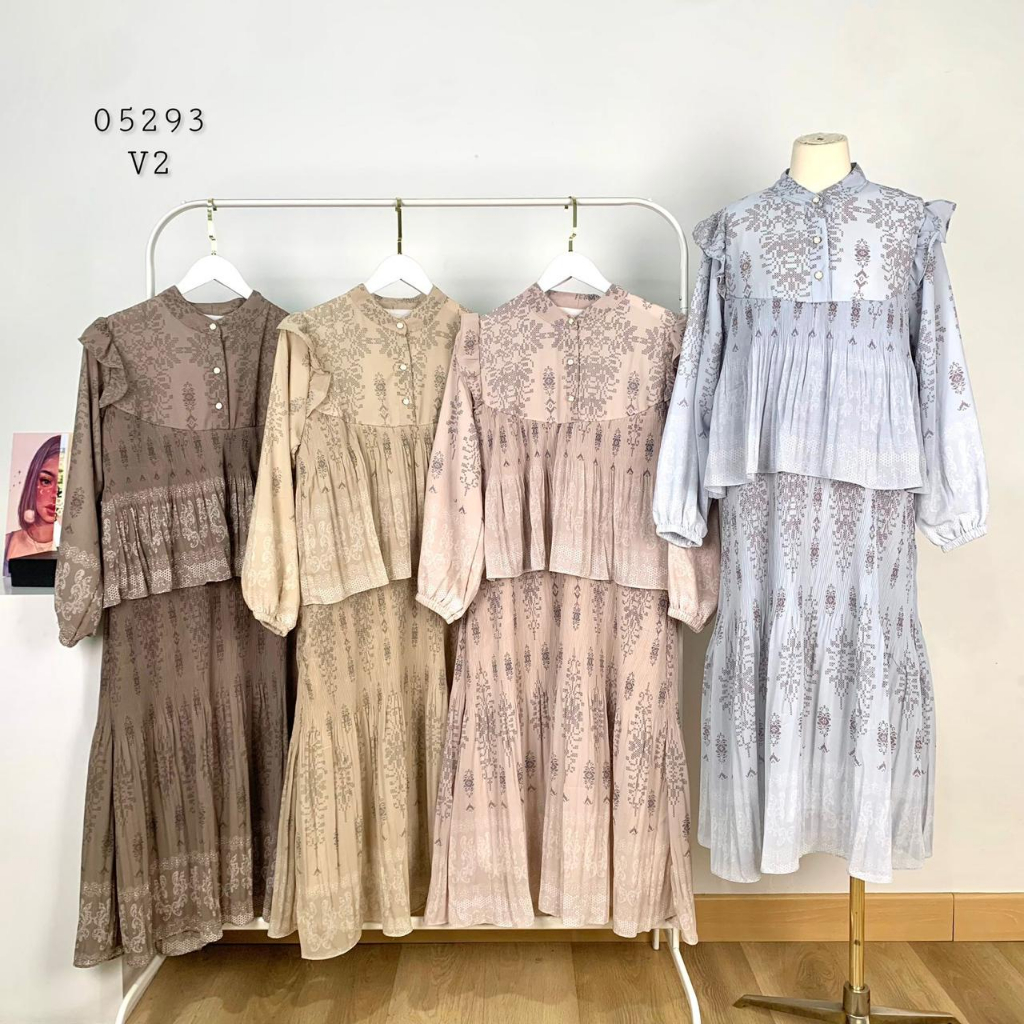 Jual TUNIK PLEADS RUMPLE LAYER FULL MOTIF PRINT TANGAN BALON PANJANG ...