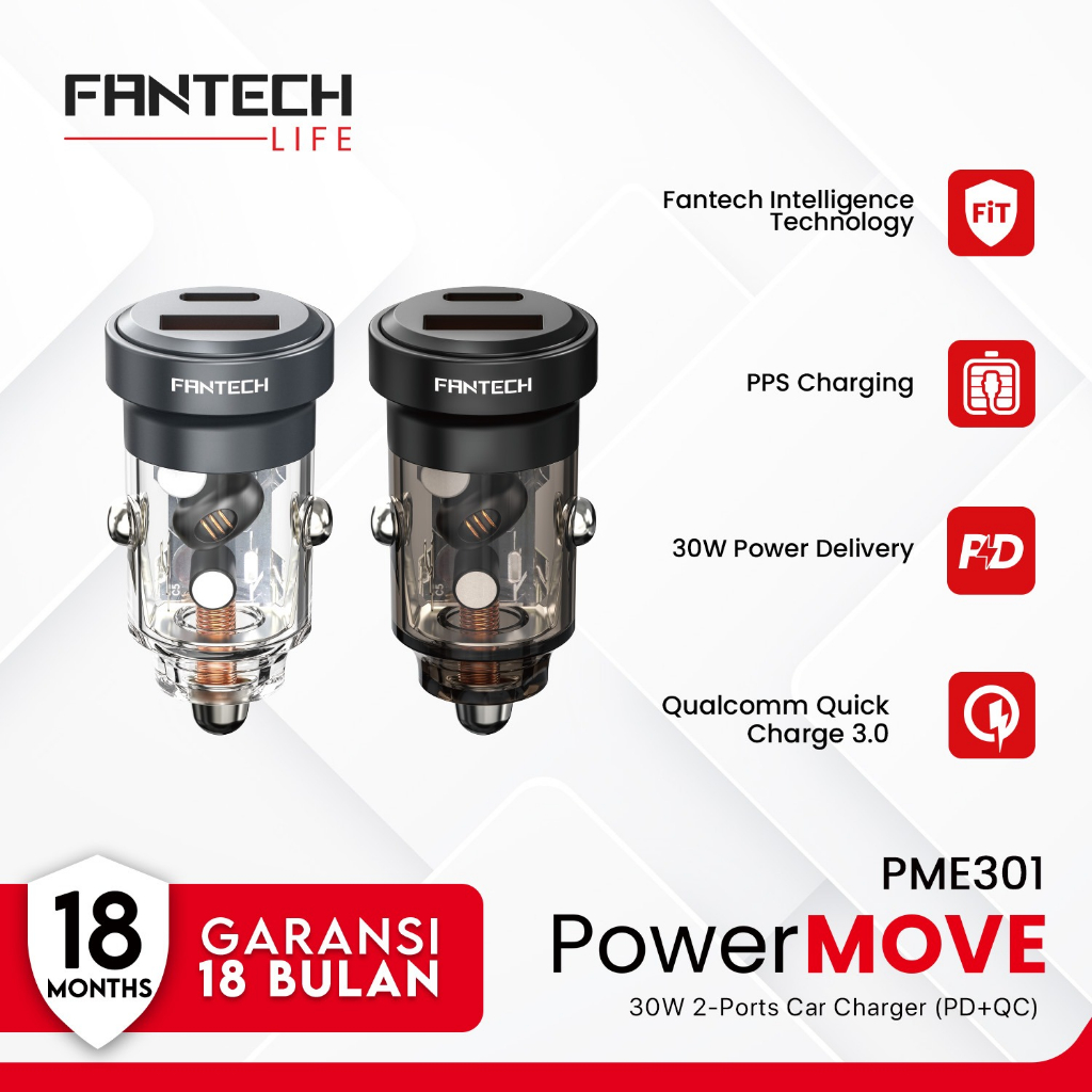 Jual FANTECH-CAR CHARGER, Qualcomm Quick Charging 3.0 & PD 30W. Dual ...