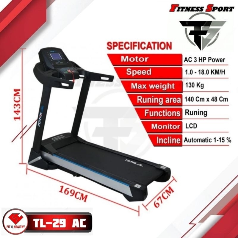 Jual Treadmill Elektrik TL-29 AC Motorized Treadmill Mesin AC | Shopee ...