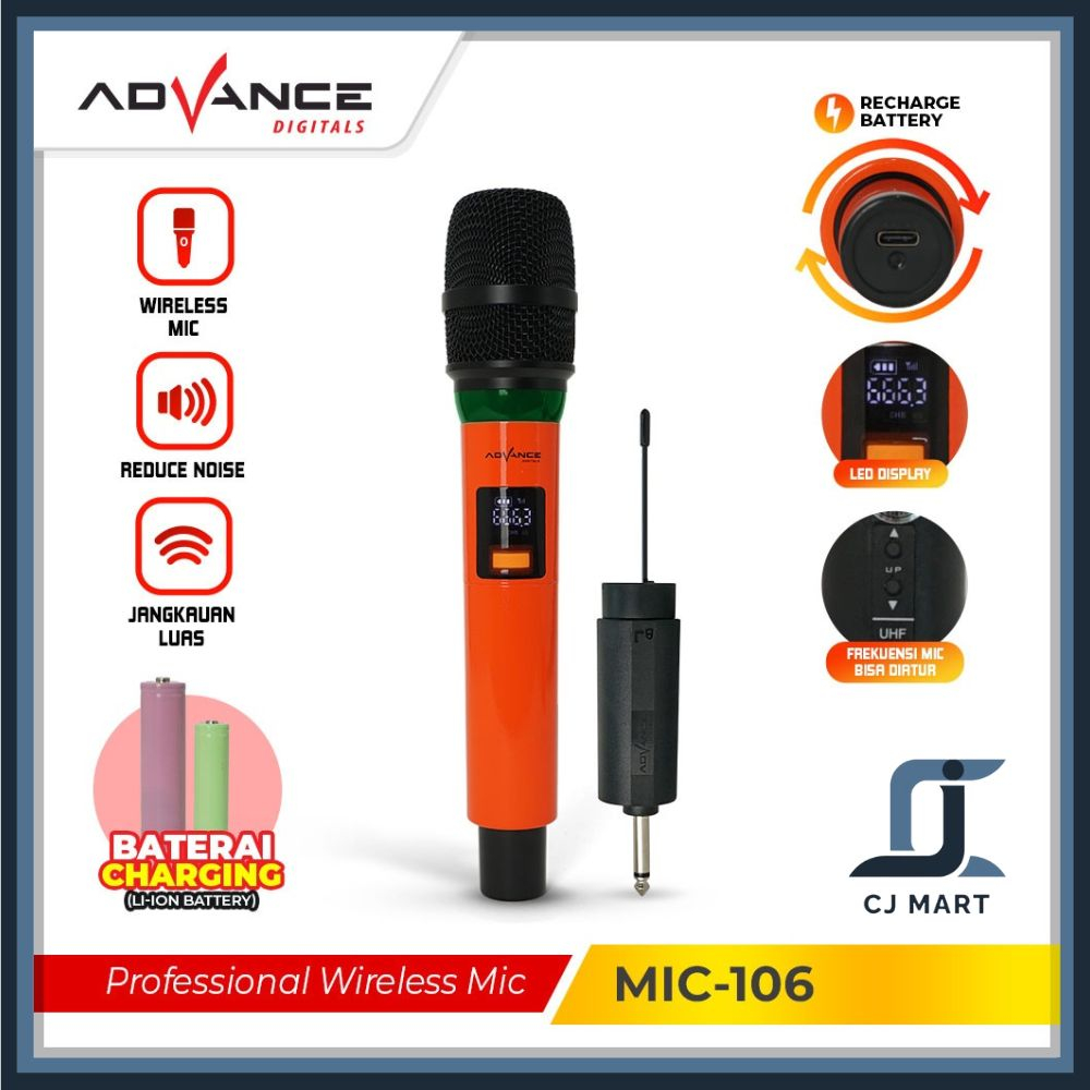 Jual Mic Advance 106 Profesional Microphone Wireless MIC-106 | Shopee Indonesia