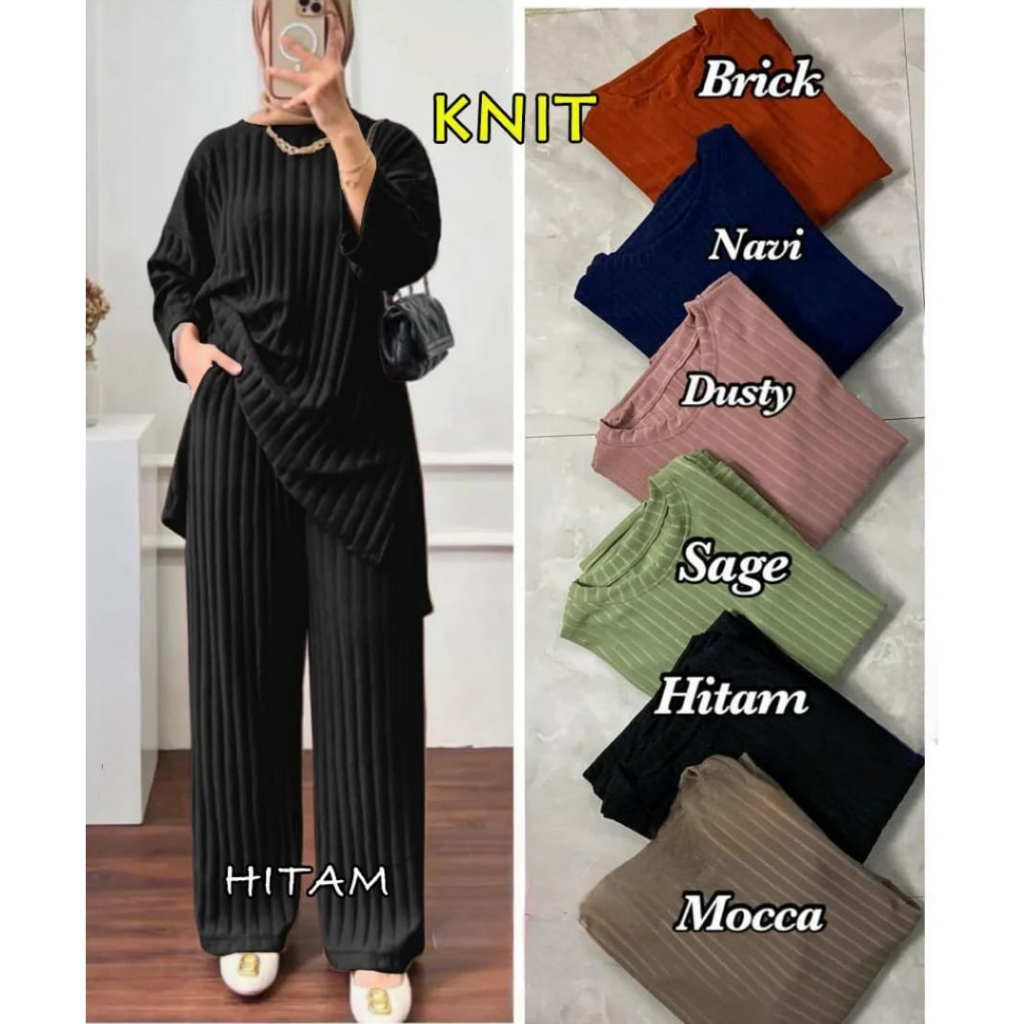 Jual PROMO!!! ONE SET HORNET KNIT RAJUT / SETELAN KAOS CELANA WANITA DEWASA / BAJU PEREMPUAN ...
