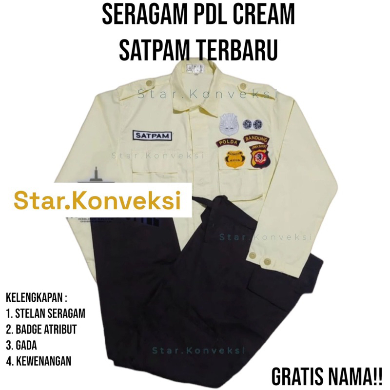 Jual Baju Seragam Satpam Cream Terbaru. PDL PDH SATPAM CREAM TERBARU ...