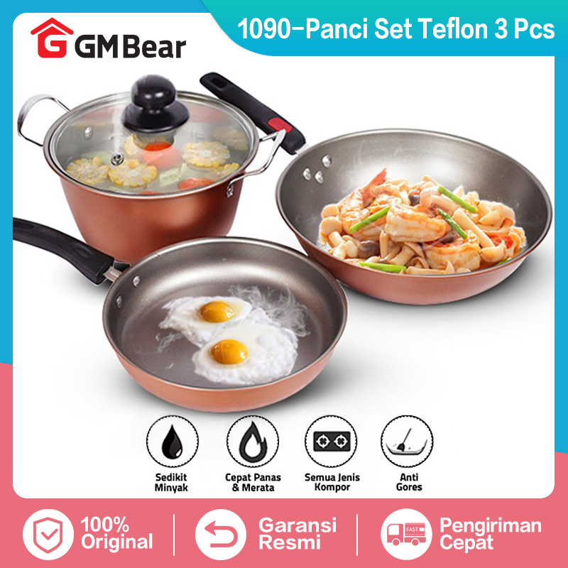 Jual GM Bear Panci Set Wajan Penggorengan isi 3 Pcs 1090-Arria Set Panci | Shopee Indonesia