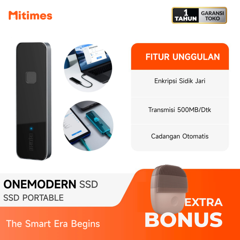Jual Hard Disk External Onemodern SSD Portable Fingerprint PSSD-M8 500GB Type C | Shopee Indonesia