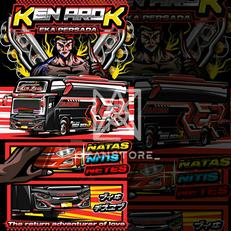 Jual Stiker Bus Eka Persada Ken Arok Hologram Cutting Laser | Shopee ...