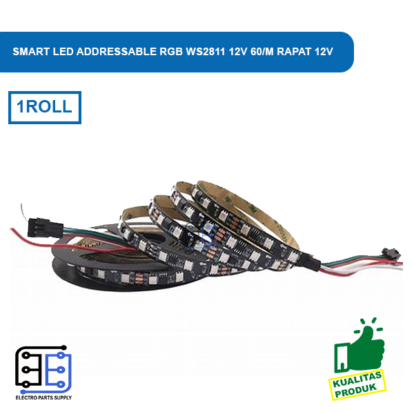 Jual 5 Meter LED Addressable RGB Ws2811 12V 60/Meter IP20 LED Rapat ...