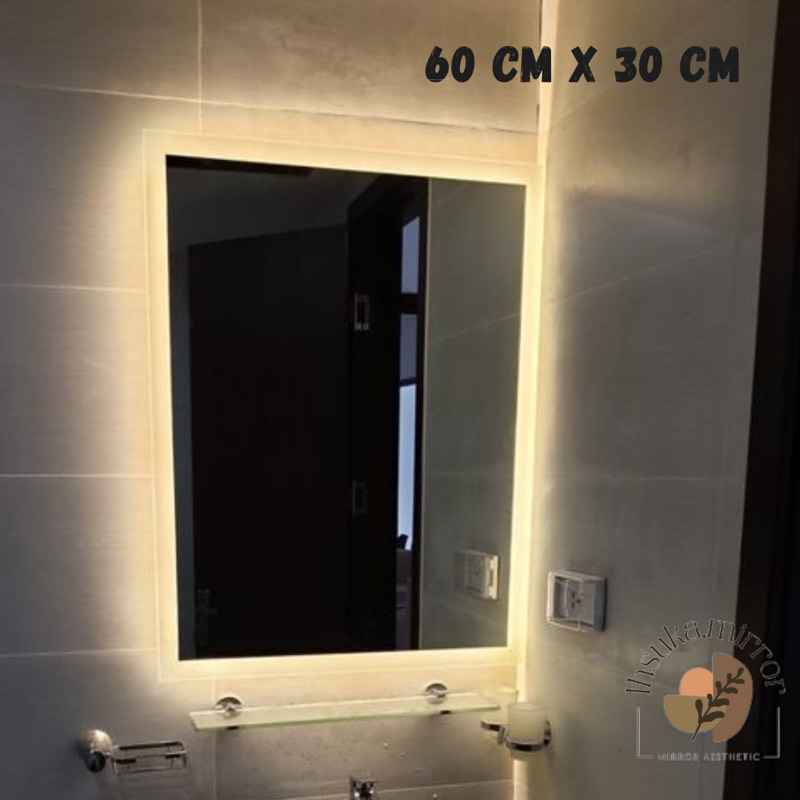 Jual Kaca Cermin Aesthetic LED Kotak Kaca dinding Cermin Wastafel ...
