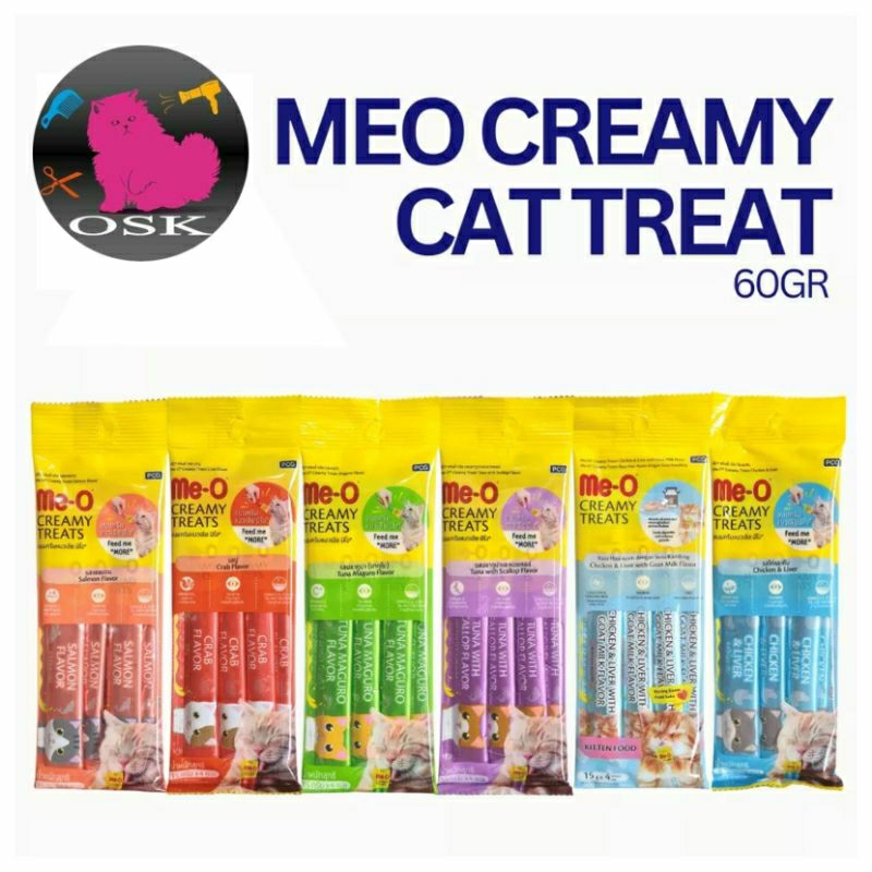 Jual Me-O Creamy Treats 60gr / meo creamy Makanan Cair Kucing Sachet ...