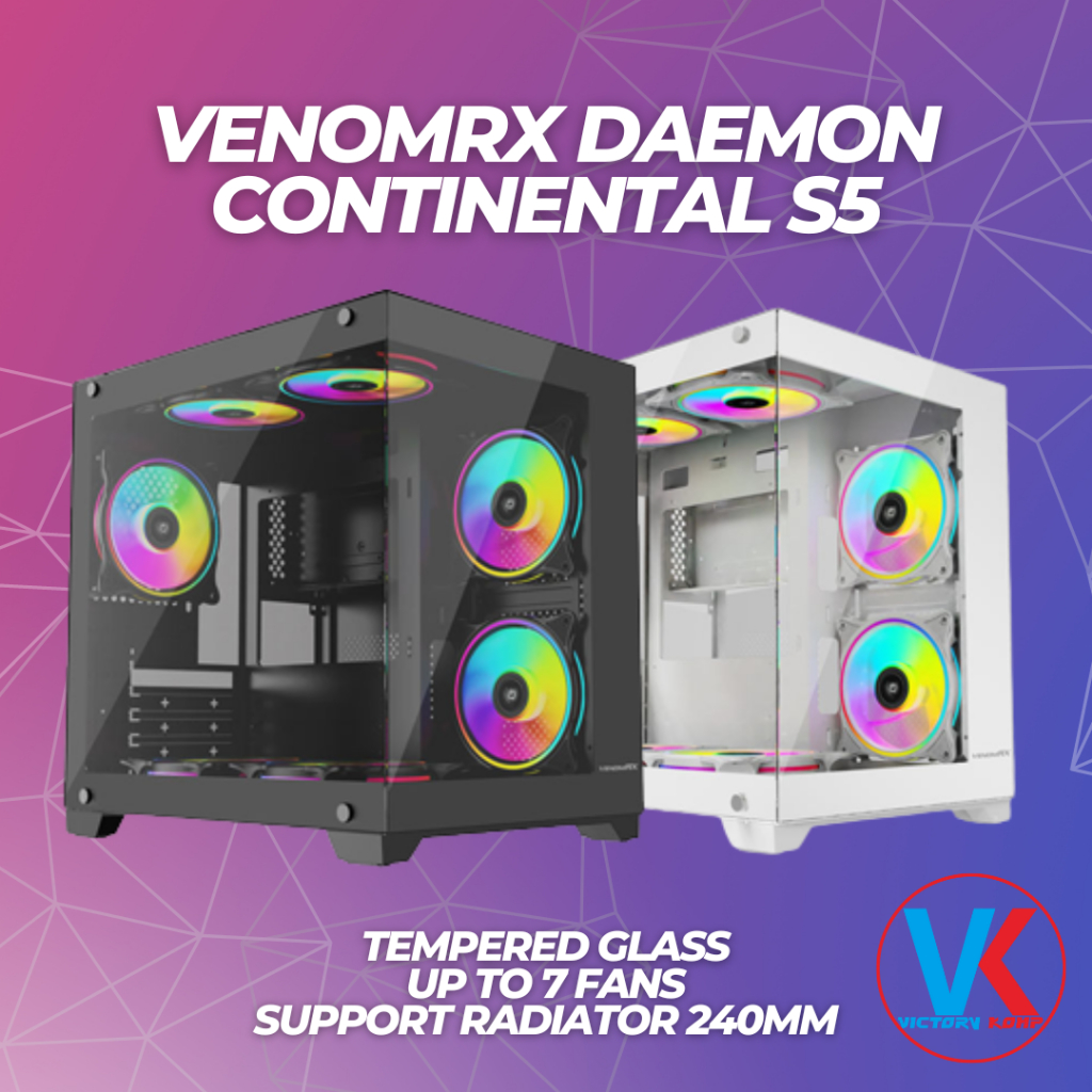 Jual VenomRX Daemon Continental S5 Black White mATX Dual Chamber Gaming ...