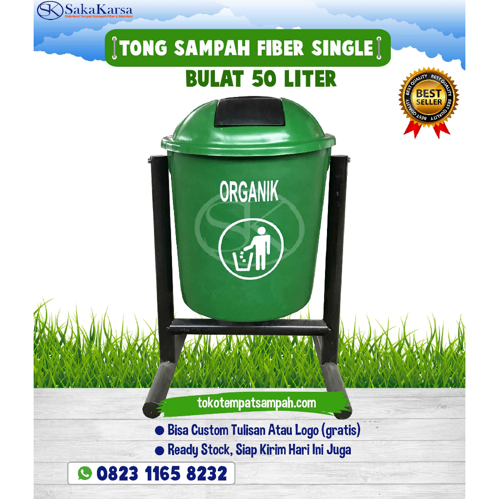 Jual TONG SAMPAH FIBER 50 LITER BULAT SINGLE | Shopee Indonesia