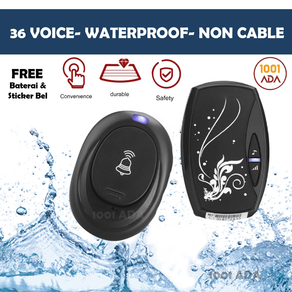 Jual Bell Rumah Bel Kantor Wireless Tanpa Kabel Outdoor Waterproof dan ...