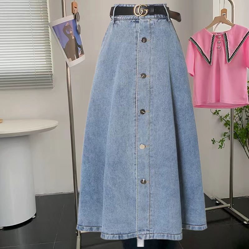 Jual rok kancing panjang rok korean style rok jeans pendek wanita rok a ...