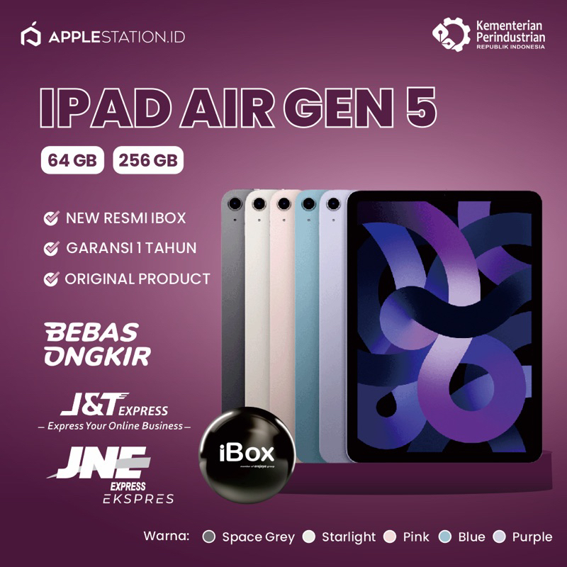 Jual NEW IBOX IPAD AIR GEN 5 64GB 256GB GARANSI 1 TAHUN RESMI INDO | Shopee Indonesia