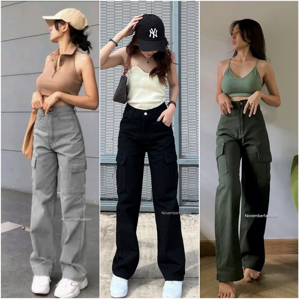 Jual QYUJINS - GREY HW LOOSE CARGO JEANS / ABU ABU CARGO JEANS / CELANA ...