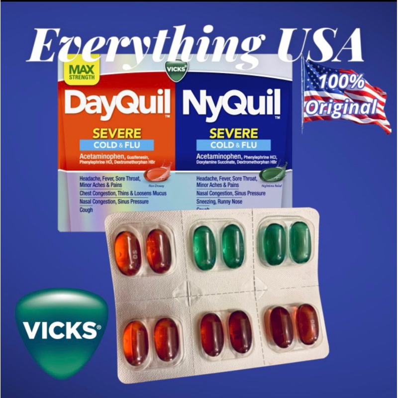Jual Vicks DayQuil NyQuil Severe Cold & Flu Max Strength 12 Liquicaps ...