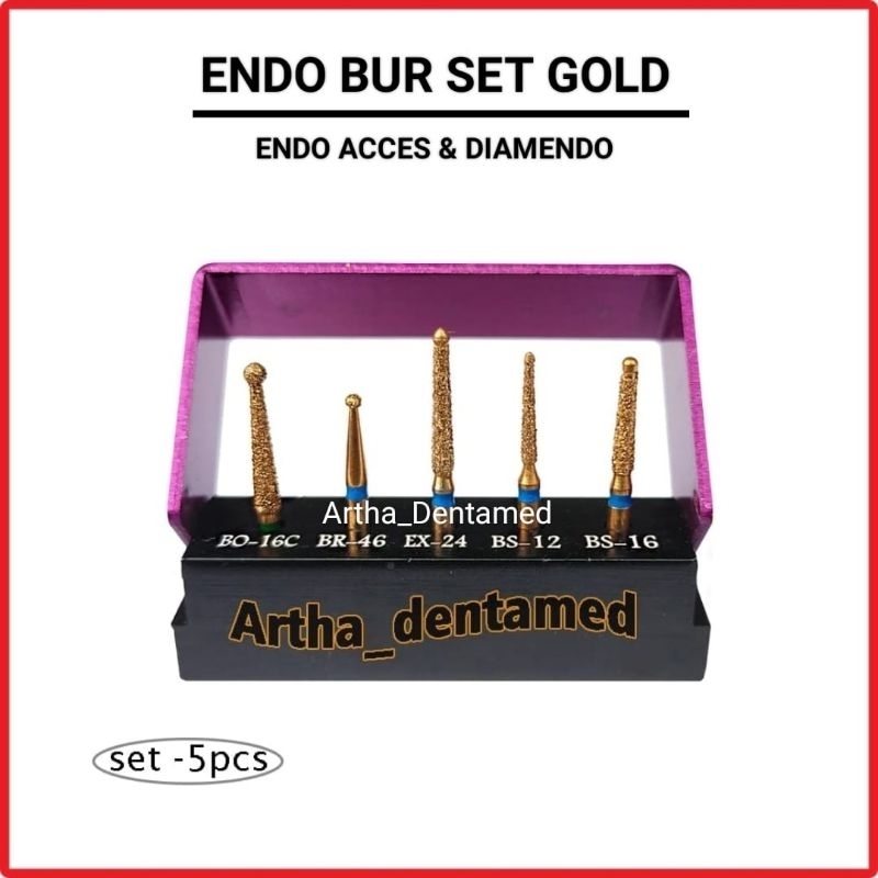 Jual DENTAL ENDO ACCES BUR DAN DIAMENDO BUR GOLD KIT 5 PCS / OPEN ENDO ...