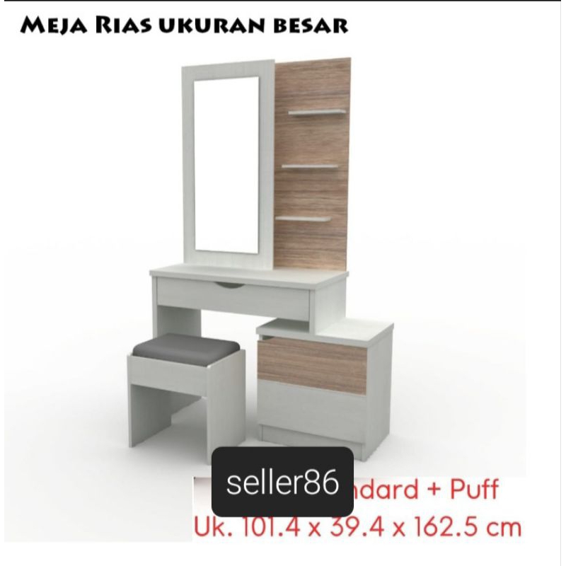 Jual MEJA RIAS PUTIH BESAR KACA PANJANG | Shopee Indonesia
