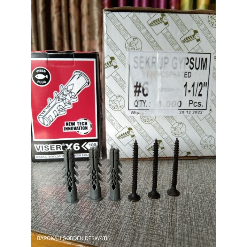 Jual Sekrup Dan Viser X6 | Sekrup Gypsum | Viser X6 Nylon | Shopee ...