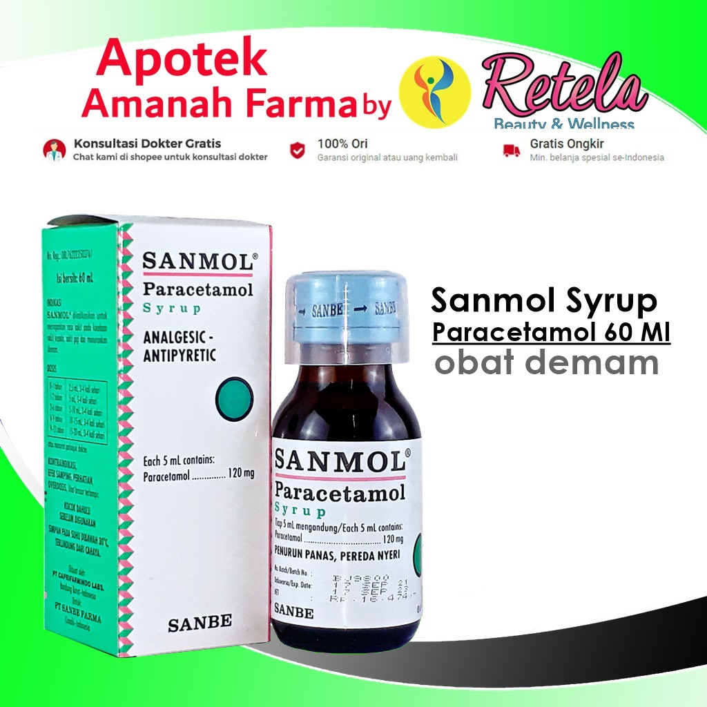 Jual Sanmol Syrup Sirup 60 ml / Paracetamol / Pereda Nyeri Anak / Obat Demam | Shopee Indonesia