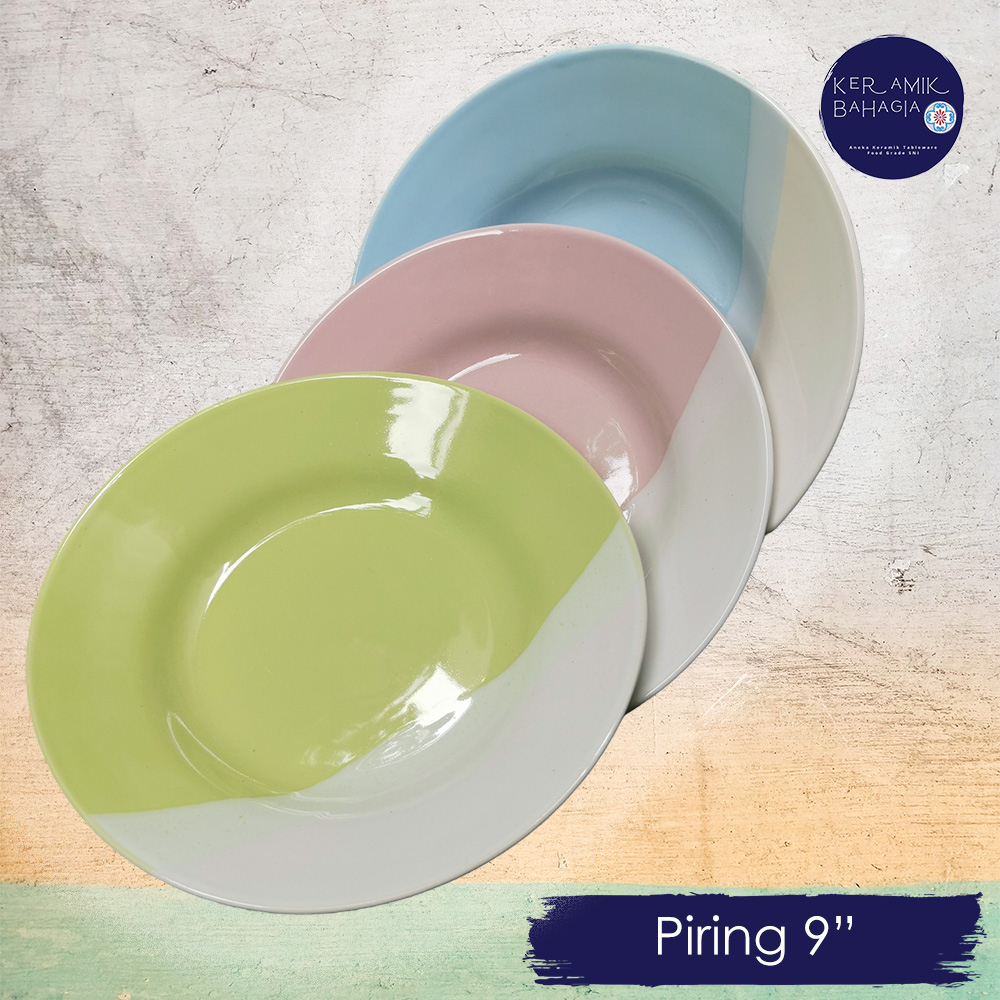 Jual Piring Keramik 9 inch / 9" Toyoki Pelangi / Two Tone / 2 Warna ...