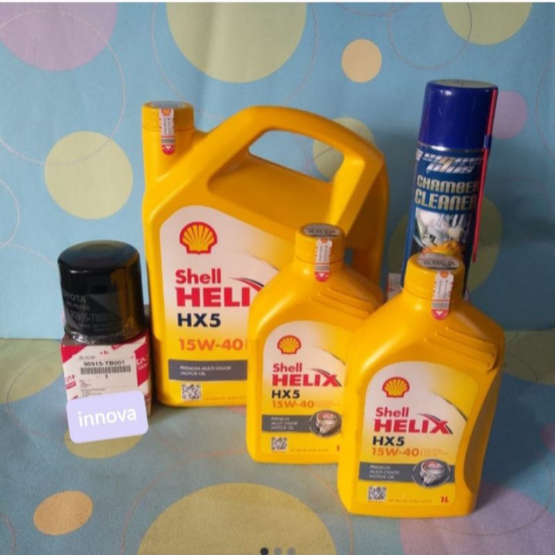 Jual Paket oli mesin shell Helix HX5 inova Fortuner Hilux 5 macam ...