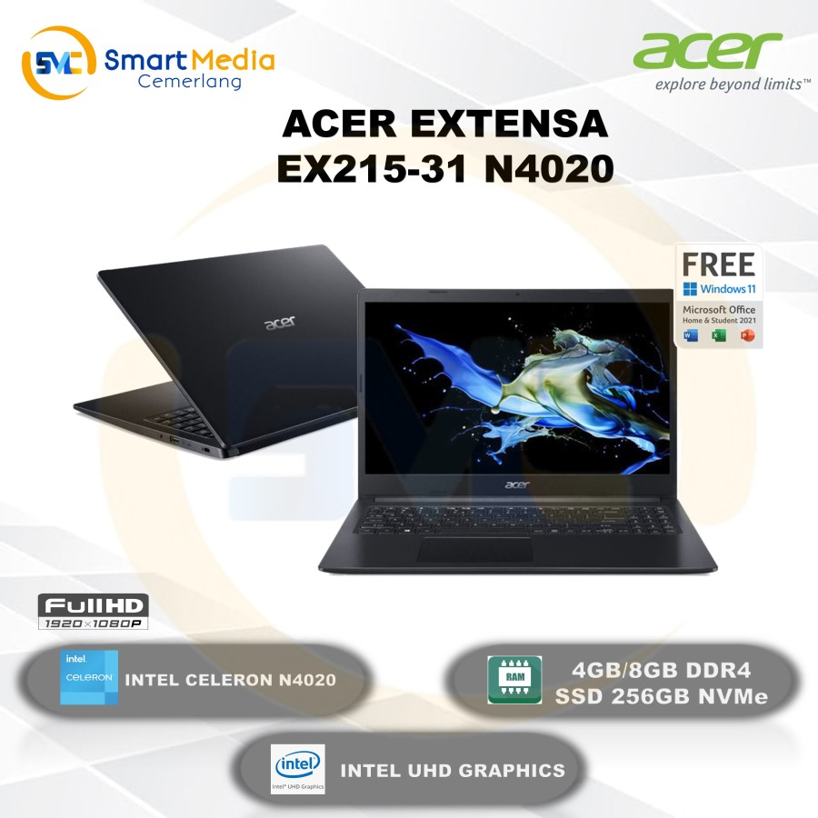 Jual ACER EXTENSA EX215-31 - INTEL N4020 - 4GB - 256GB - INTEL HD - 15 ...