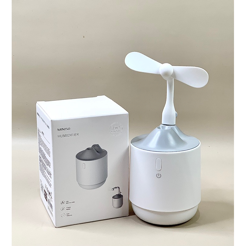 Jual MINISO Humidifier 2 In 1 Function ABS White With Fan Original ...