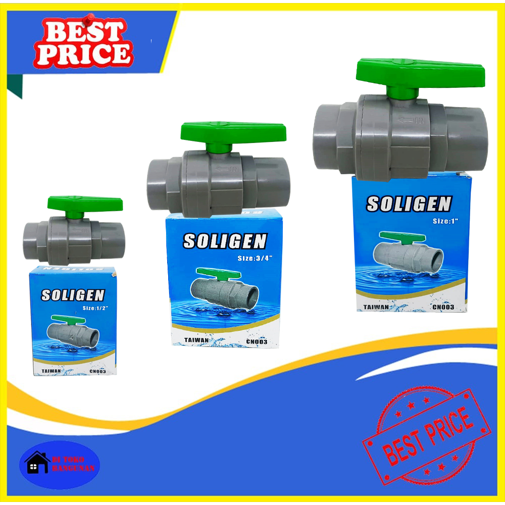 Jual Ball Valve Soligen CN003 1/2" - 3/4" - 1" Stop Kran Air PVC ...