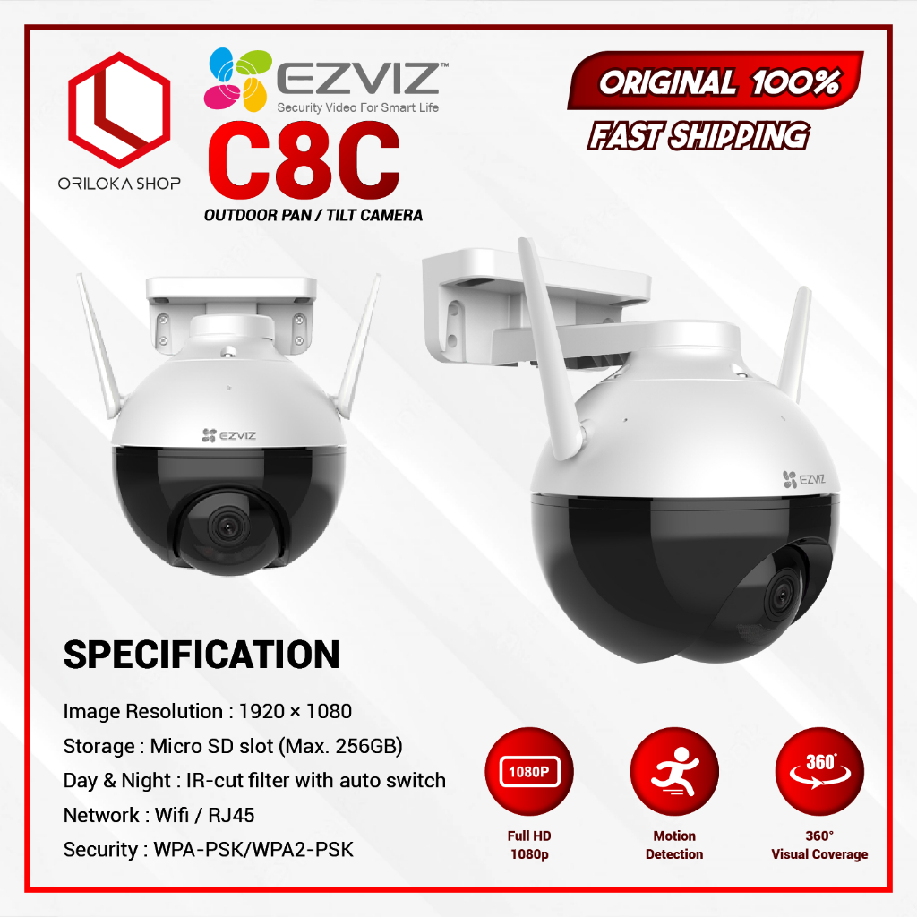 Jual EZVIZ C8C Outdoor IP Camera 1080p CCTV with Color Night Vision ...
