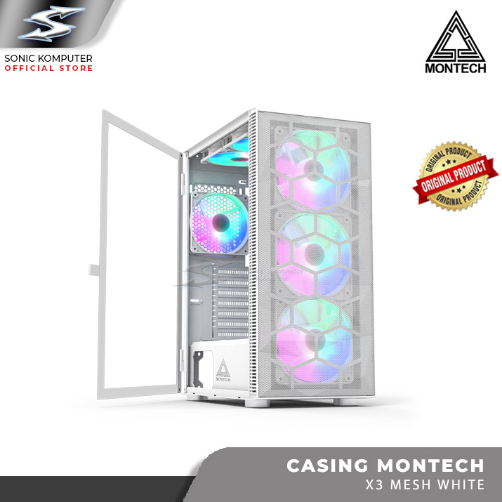 Jual Casing PC Gaming MONTECH X3 Mesh White | Shopee Indonesia
