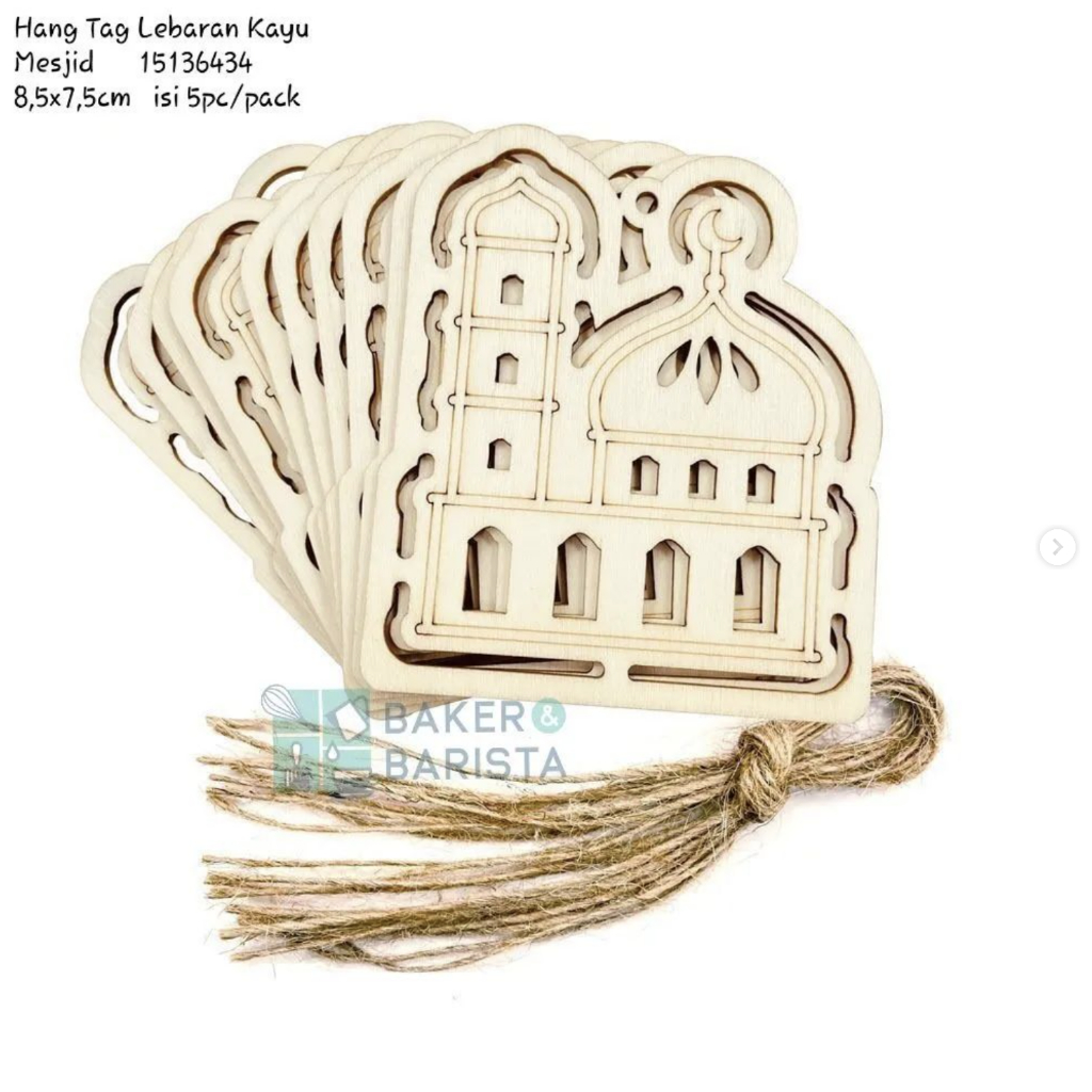 Jual hang tag lebaran kayu hiasan gantungan kartu ucapan eid gift label ...