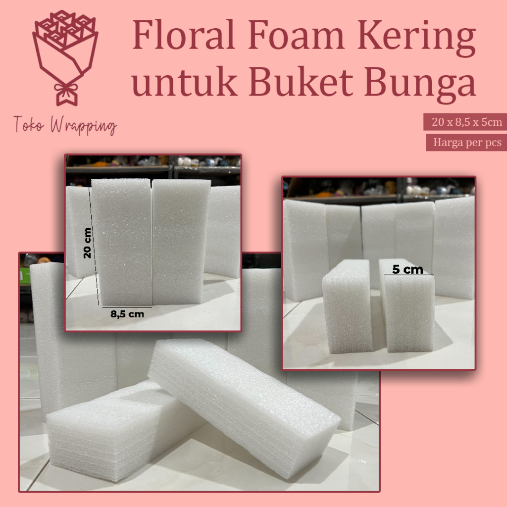 Jual Floral Foam Spon / Busa untuk Buket Bunga (20 x 8.5 x 5cm) Gabus ...