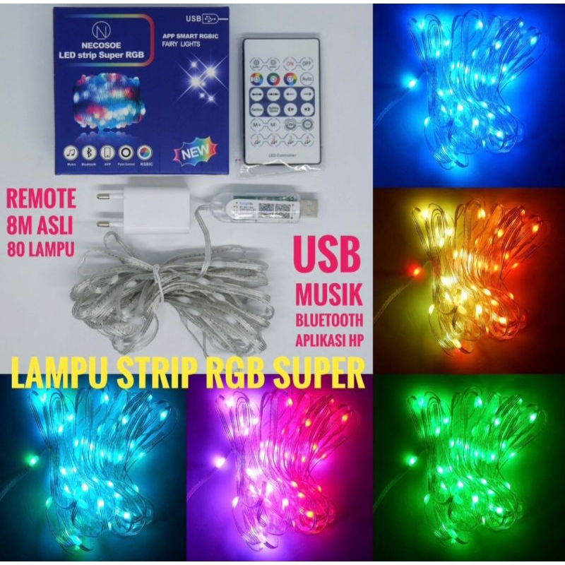 Jual LAMPU LED STRIP SUPER RGB APP 8M 8 Meter USB BISA SENSOR SUARA ...