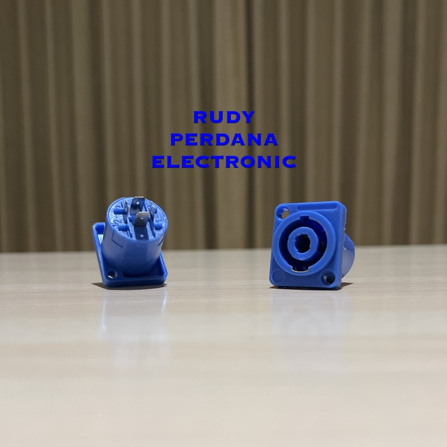 Jual SOCKET SOKET SPEAKON SPIKON FEMALE 4 PIN 4P SEGI KOTAK KECIL BLUE ...