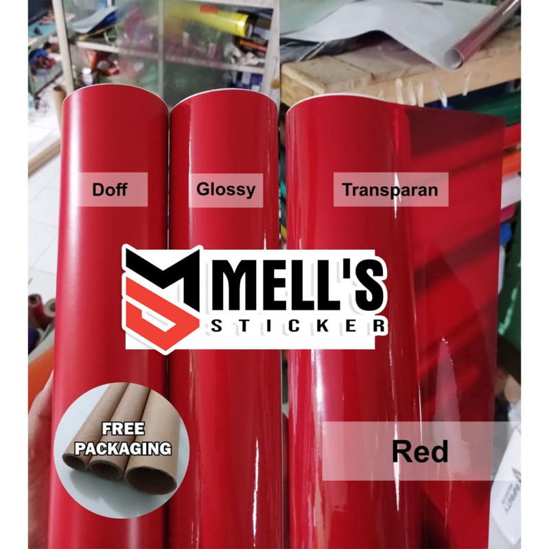 Jual Skotlet Merah Glossy profix Doff Transparan stiker merah kilap ...