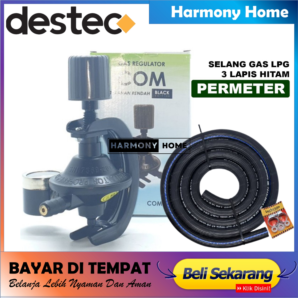 Jual SET Destec COM-U12RM METER Regulator Gas + Selang Gas Hitam 2M + 2 ...